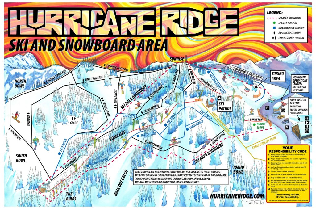 Ski Area Map of Hurricane Ridge Ski & Snowboard Area - Hurricane Ridge ...