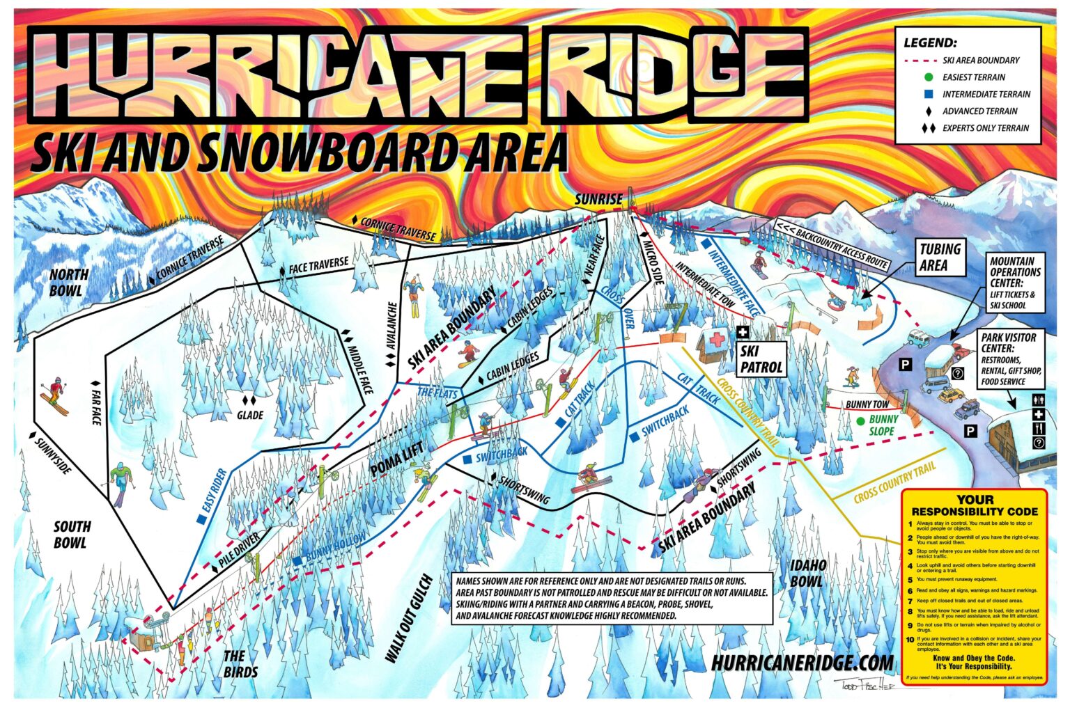 Ski Area Map of Hurricane Ridge Ski & Snowboard Area - Hurricane Ridge ...